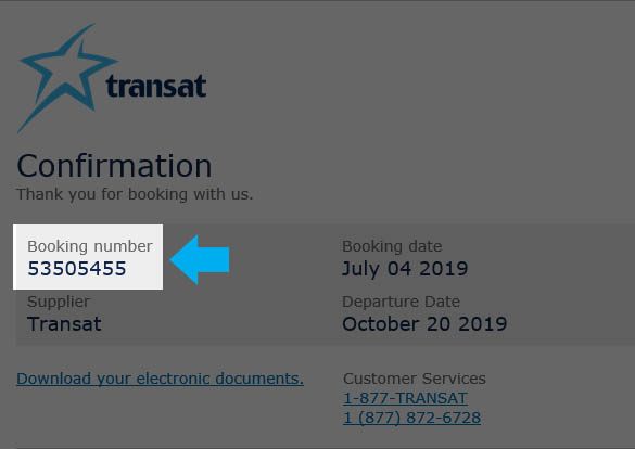 My booking | Transat edocs | Transat